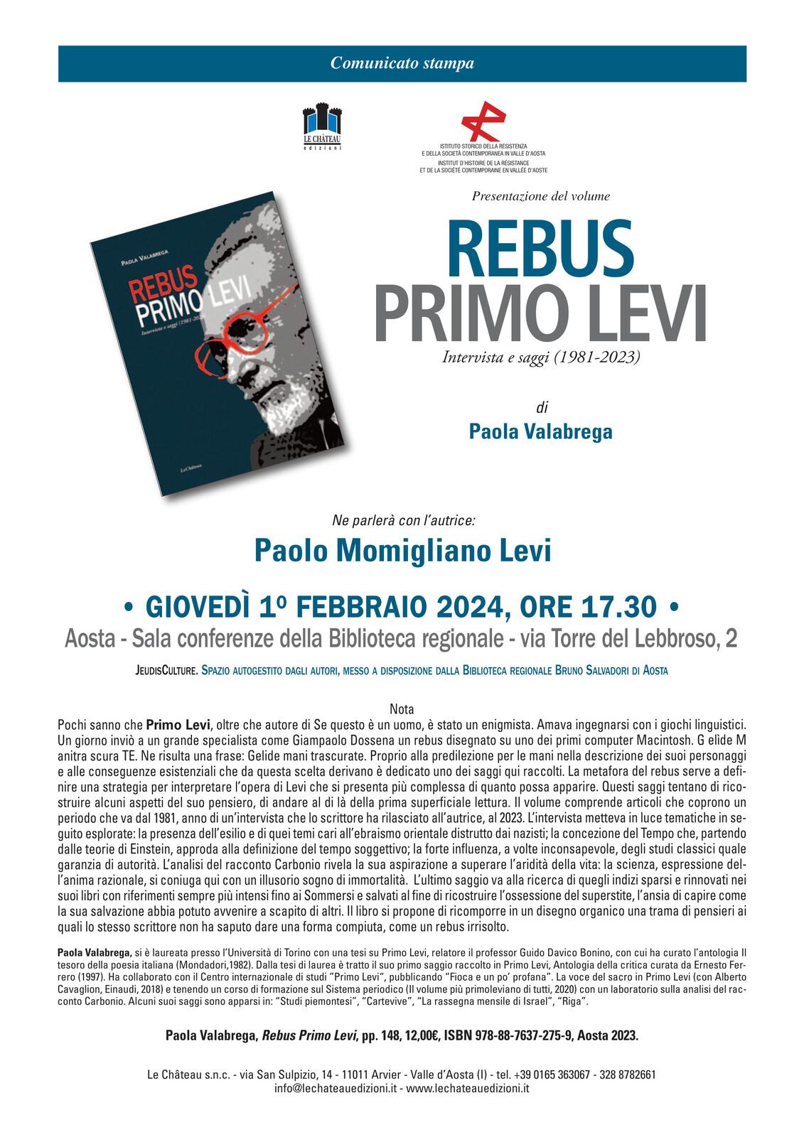 Rebus Primo Levi. Presentazione del libro | Centro Internazionale di ...